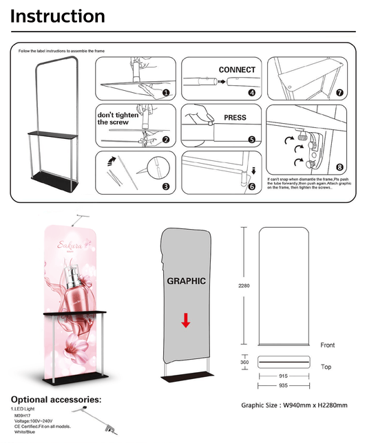 Fabric Banner Stand with Shelf | Easy to Assemble & Disassemble – Hello ...