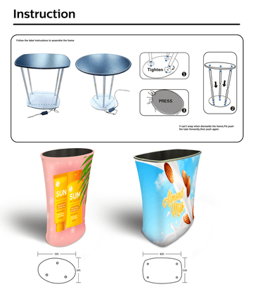 Oval Tube Fabric Counter with LED | Easy Set Up, Great for Events ...