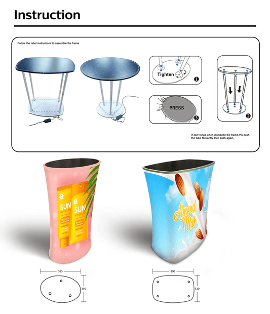 Square Tube Fabric Counter with LED | Sturdy & Easy Installation ...